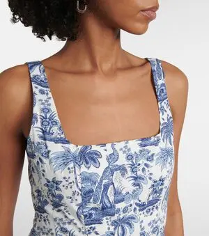 Staud Wells Floral Cotton Mini Dress - Blue