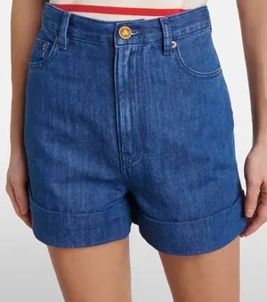 Valentino Garavani Cotton And Linen Denim Shorts