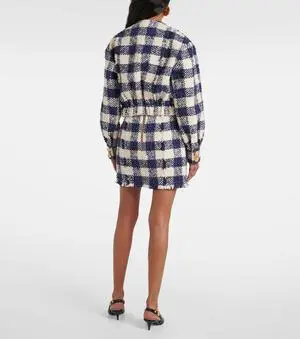 Balmain Checked Tweed Jacket - Blue