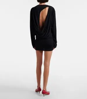 Jacquemus Croisière Draped Jersey Minidress - Black