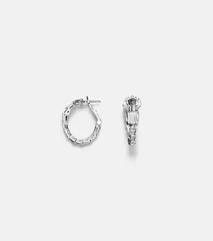 BVLGARI Serpenti Viper 18kt White Gold Hoop Earrings With Diamonds