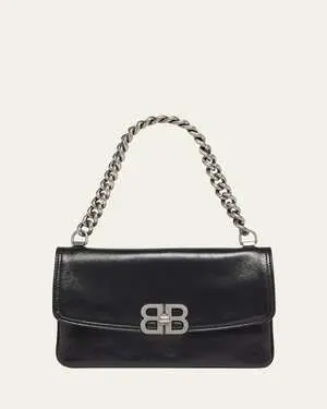 Balenciaga Bb Soft Leather Phone Wallet On Chain