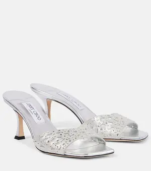 JIMMY CHOO Skye 70 Embellished Mules - Silver