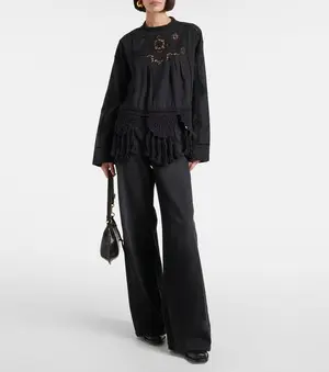 Isabel Marant Étoile Severine Open-knit Macrame Cotton Blouse - Black
