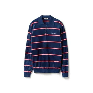 Miu Miu Striped Viscose Polo Shirt