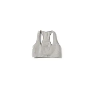 Miu Miu Seamless Mélange Racerback Crop Top - Grey