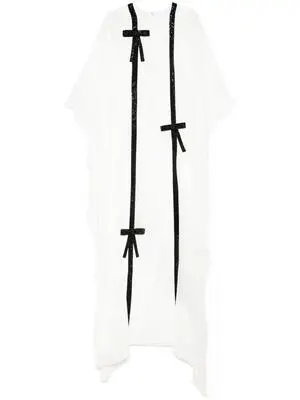 JEAN-LOUIS SABAJI Bow-detail Draped Abaya - White