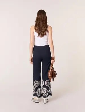 Maje Cotton Trousers With Crochet Detail