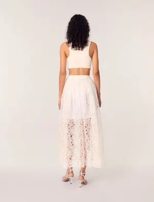 Maje Rib Knit Bodysuit With Openwork Trim