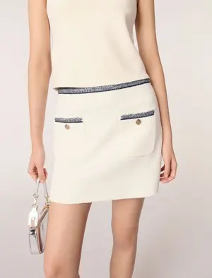 Maje Cotton Short Skirt With Braided Trim