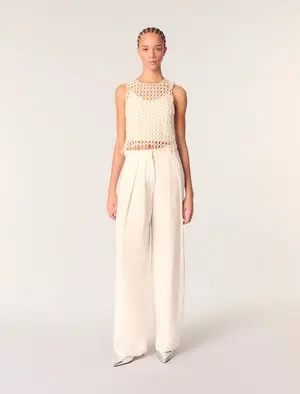 Maje Wide-leg Suit Trousers With Pleated Front