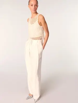 Maje Wide-leg Suit Trousers With Pleated Front