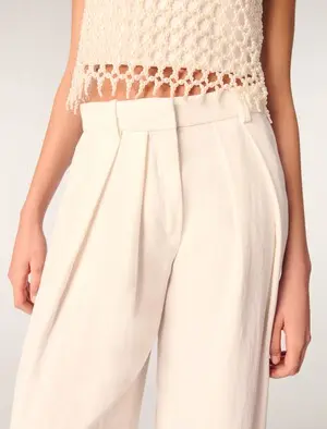 Maje Wide-leg Suit Trousers With Pleated Front