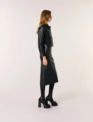 Maje Cropped Leather Jacket