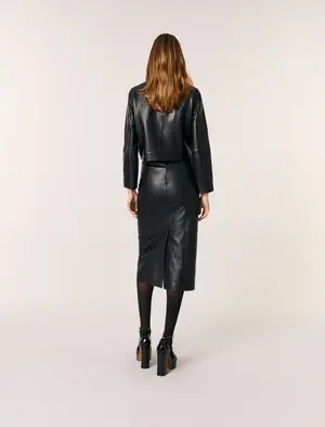 Maje Cropped Leather Jacket