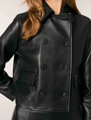 Maje Cropped Leather Jacket