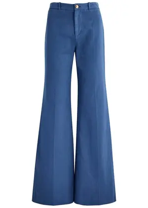 Chloé Flared Cotton-canvas Trousers