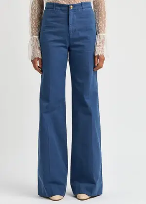 Chloé Flared Cotton-canvas Trousers