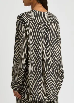 BY MALENE BIRGER Fayette Zebra-print Blouse - Black