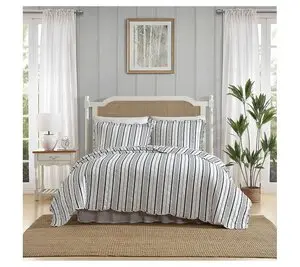 Laura Ashley Stripe Perfection Grey Full/queen Uilt Sham Set - One-color