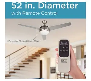 BLACK + DECKER Black+decker 52 In. Ceiling Fan With Remote Con Trol,silver