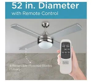 BLACK + DECKER Black+decker 52' Ceiling Fan With Remote Contro L, Silver