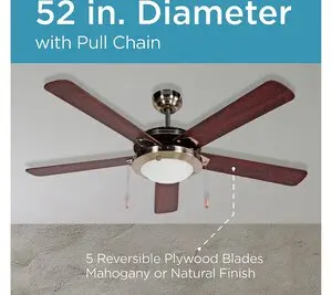 BLACK + DECKER Black+decker 52 In. Ceiling Fan With Pull Chain Brown