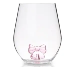 GODINGER Pink Bow Acrylic Stemless Wine Glass - One-color