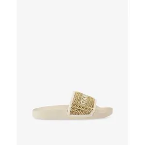 Carvela Sorrento Straw-weave Faux-leather Slider Sandals - Bone/comb