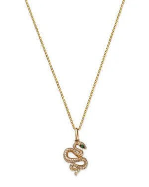 Bloomingdale'S Tsavorite & Diamond Snake Pendant Necklace - Gold