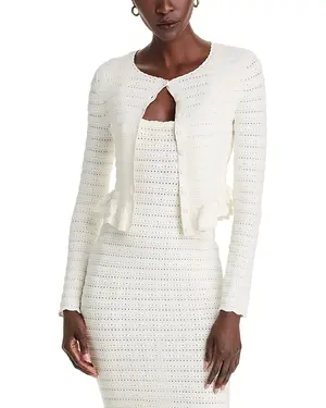 LoveShackFancy Rogan Crewneck Cardigan Sweater - Ivory