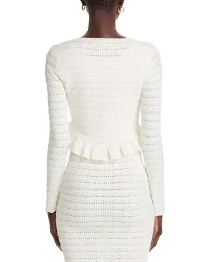 LoveShackFancy Rogan Crewneck Cardigan Sweater - Ivory
