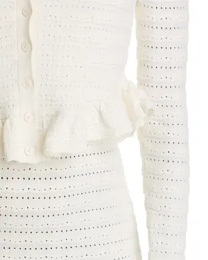 LoveShackFancy Rogan Crewneck Cardigan Sweater - Ivory