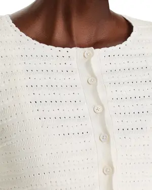 LoveShackFancy Rogan Crewneck Cardigan Sweater - Ivory