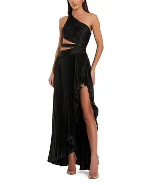 Pleated Slit Maxi Gown