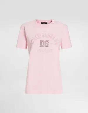 Dolce & Gabbana Oversize T-shirt With Raised Dg Logo - Pink