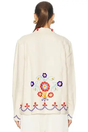 BODE Embroidered Linen Shirt