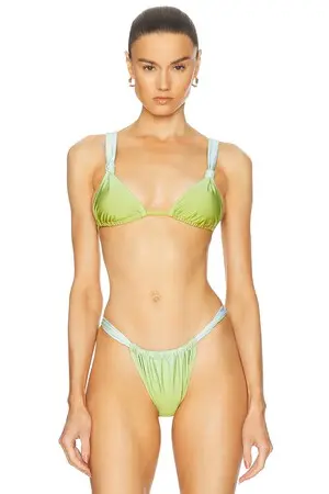 Solid & Striped The Ellery Bikini Top - Sky & Chartreuse Ombre