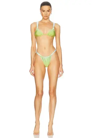 Solid & Striped The Ellery Bikini Bottom - Sky & Chartreuse Ombre