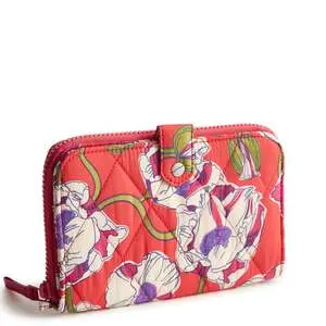 VERA BRADLEY Large Tab Wallet In Swirling Poppies - Red/white