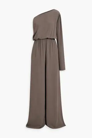 Rick Owens Athena One-sleeve Cutout Crepe De Chine Jumpsuit - Taupe