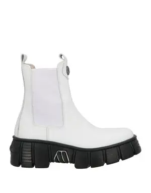 NEW ROCK Leather Ankle Boots With Platform - White