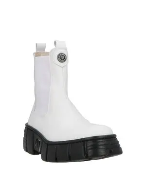 NEW ROCK Leather Ankle Boots With Platform - White