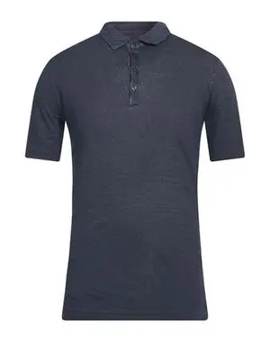 120% Lino Polo Shirt Size Linen - Blue