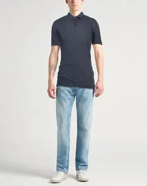 120% Lino Polo Shirt Size Linen - Blue