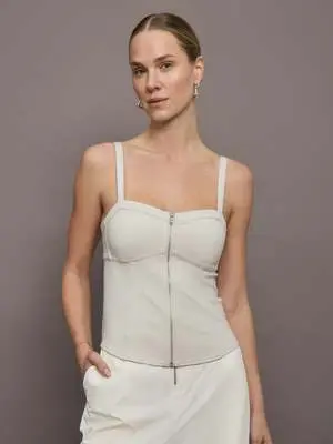 Bandier Lenox Knit Corset Tank - Pumice Stone