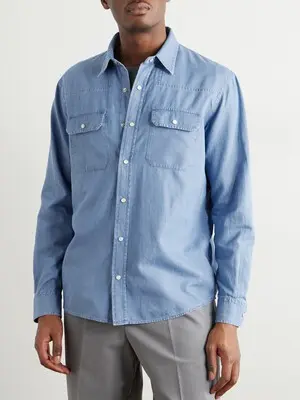 Zegna Cotton And Linen-blend Chambray Shirt