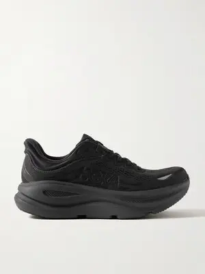 HOKA® Bondi 9 Rubber-trimmed Mesh Sneakers - Black
