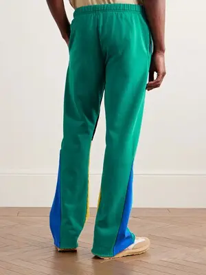 GALLERY DEPT. Flared Denim-panelled Logo-print Cotton-jersey Sweatpants - Green