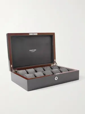 RAPPORT LONDON Carbon Fiber And Wood 10-piece Watch Box - Gray